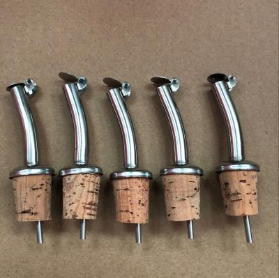 China Stainless Steel Oil Pourer Spout with Natural Cork Stopper 8 oz Capacity for sale