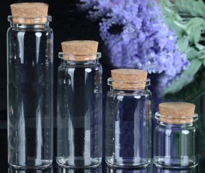 China Glass jar with cork stopper for sale