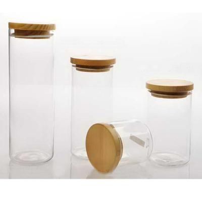 China Cork Glass Jar with Bamboo Lid 500ml Airtight Storage Container for sale