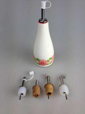 China Stainless steel oil pourer with cork stopper for sale