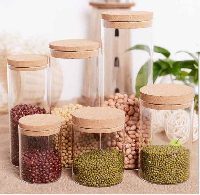 China Cork Top Glass Jars Food Grade 250ml 500ml for Kitchen Storage for sale