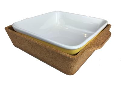 China Ceramic Lasagna Dish with Cork Base 35x25cm Oven Safe Baking Tray for sale
