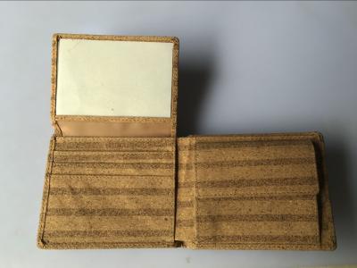 China Bifold Slim Cork Wallet for Men 11x9cm with Coin Pocket and Card Slots for sale