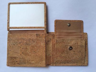 China Bifold Slim Cork Wallet 11x9cm with Coin Pocket Card and Money Slot for sale