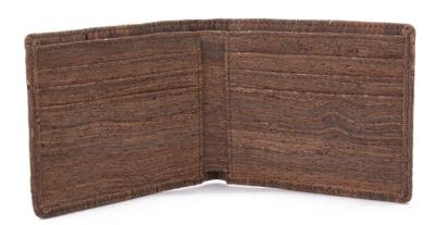 China Brown Cork Raw Material Men Wallet 11x9cm Card Money Slot Custom Logo for sale
