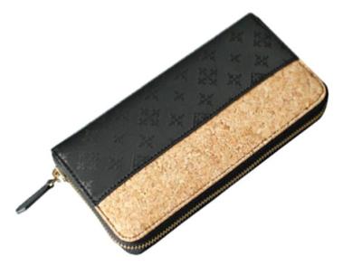 China Nature Cork PU Combination Women Wallet 19x9cm Card Money Slot for sale