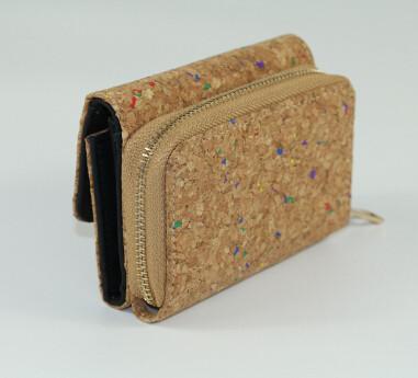 China Mini Cork Wallet 15x9cm Women Card Money Slot Natural Raw Material for sale