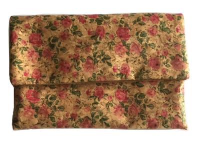 China Red Rose Style Cork clutch 6.7''x4.5'' with button closure, customized color is available for sale
