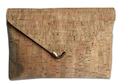 China Ladies Cork Clutch 11x7.8 Inch with Button Closure Blue Lining Custom Color Available for sale