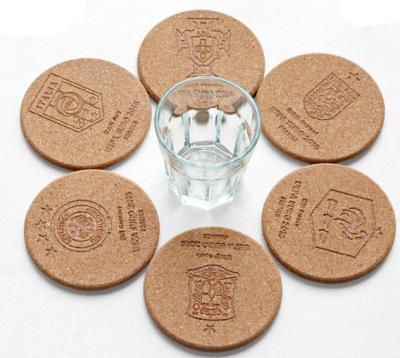 China Custom Silkscreen Nature Cork Coaster 10cm Diameter Eco Friendly for Hotel Home for sale