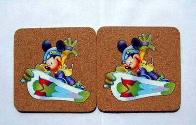 China Custom Logo Natural Cork Coaster 10cm Diameter Heat Insulation Silkscreen Thermal Transfer for sale