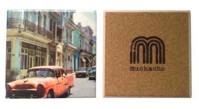 China Round Ceramic Coaster with Cork Backing UV Printed Logo 4 Inch Diameter for sale