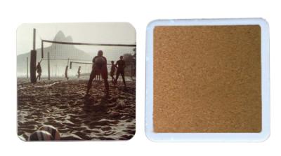 China Square ceramic coaster with round corner,cork backing and UV printed/ silkscreen logo for sale