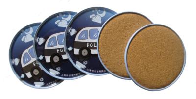 China Custom Logo Tin Coaster Set 4 with Cork Base in Gift Tin Box for sale