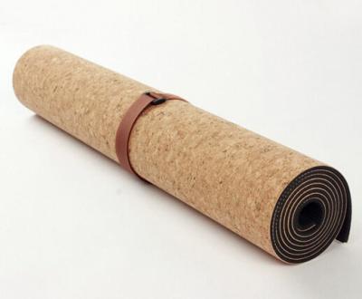 China Eco Friendly Anti Slip Natural Cork Yoga Mat 6mm with Black Rubber Base for sale