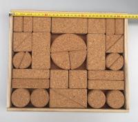 China Natural Cork Toy Block Set 32PCS 55PCS Custom Size Eco-Friendly Building Blocks for sale