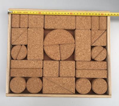 China Natural Cork Toy Block Set 32PCS 55PCS Custom Size Eco-Friendly Building Blocks for sale
