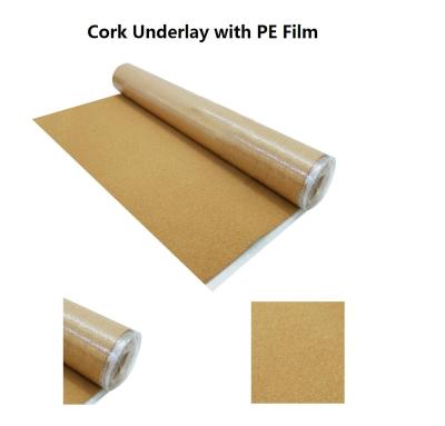 China Corkment Underlay with PE Film 200-300kg/m3 Density Damp Sound Proof Flooring for sale