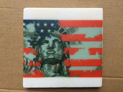 China 4 Inch Square Anti Slip Marble Stone Coaster Custom Size Printed Logo 2017 for sale