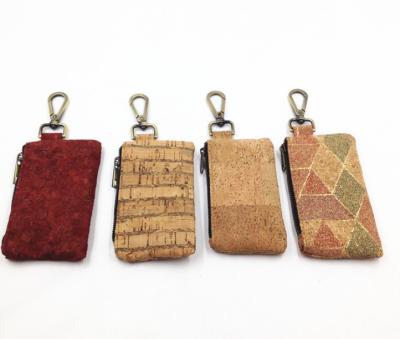 China Natural Cork Coin Purse with Brass Zipper 8x5cm Small Zippered Pouch for sale