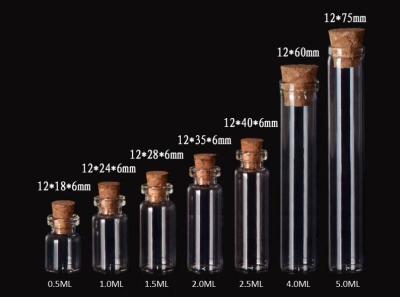 China 12mm Mini Glass Jars with Cork Lids 10ml Capacity for Crafts Party Favors Decoration for sale