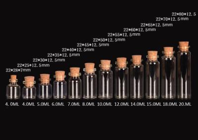 China 22mm Small Glass Jars with Cork Tops for Storage Durable 50ml Capacity for sale