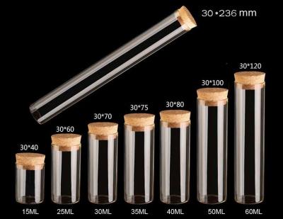 China 30mm Clear Glass Jars with Cork Lid 100ml 200ml for Storage Durable Quality for sale