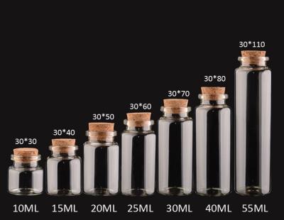 China 30mm Empty Glass Jars with Cork Lid for Storage Decoration 100ml for sale
