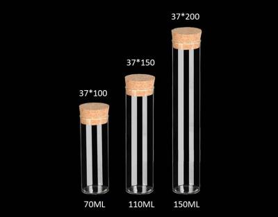China 30mm Glass Jars with Cork Lid 100ml for Storage Decoration Durable Clear Bottles for sale