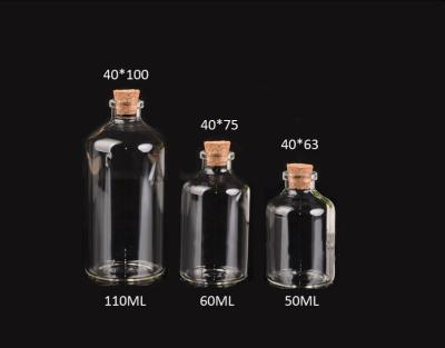 China 40mm Glass Jars with Cork Lids 100ml Capacity for Wedding Favors Message Bottles Jewelry Storage for sale