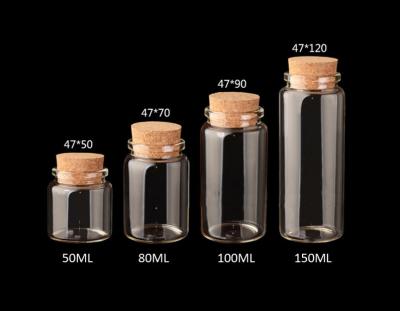 China 47mm Glass Jars with Cork Lids 100ml Capacity for DIY Crafts Decoration Storage for sale