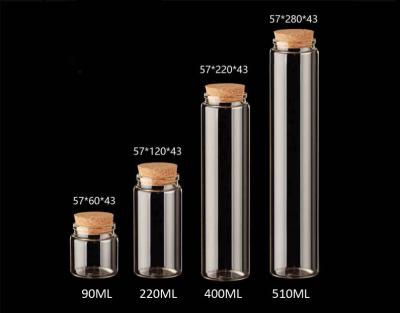 China 57mm New Style Glass Jars with Cork Lid for Wedding Wish DIY Decoration for sale