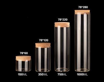 China 78mm Wholesale Storage Jars with Cork Lids for Arts Crafts Decoration Projects for sale