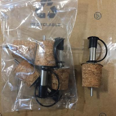 China Stainless Steel Oil Wine Pourer with Cork Stopper 25mm 30mm Drip Free Spout for sale