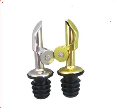 China Stainless Steel Liquor Pourer 2 Pack Silver Golden Oil Pour Spout Bottle Topper for sale