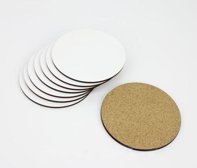 China Custom Round 3.5 Inch Sublimation MDF Coasters Cork Back 3mm Thick for Promotional Gifts for sale