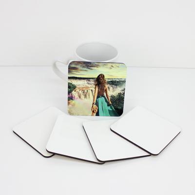 China Custom Sublimation MDF Drink Coasters 3.75 Inch Square Cork Back Bulk for sale