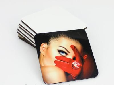 China Popular Square 3.5'' Sublimation Blank MDF Drink Coasters with Cork Back for sale