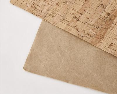 China Natural Cork Leather Fabric with PU Backing 1.0mm Thickness for Bag Sofa Wall Decoration for sale