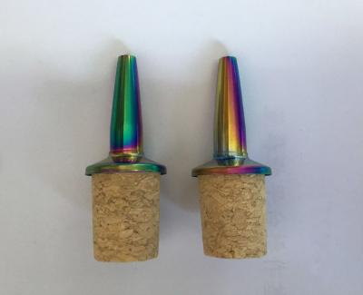China Rainbow Stainless Steel Dasher Cork Top for Wine Bottle 18mm Diameter for sale