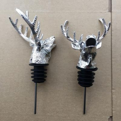 China Popular Stag Head Pourer with Rubber Stopper and Zin Alloy Material for sale
