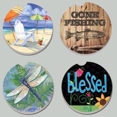 China 4 Inch Round Ceramic Cork Coaster Set of 6 for Gift and Promotion Use for sale