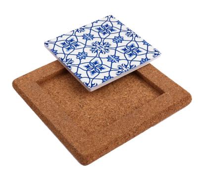 China 25x25cm Cork Base for Ceramic Tile Coaster Trivet Durable Heat Resistant for sale
