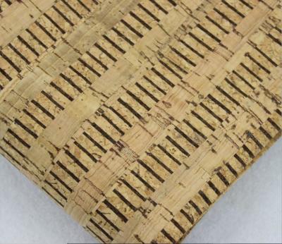 China 1.35m Wide Black Striped Cork Fabric by Yard for Sewing Machine Durable Eco Friendly for sale