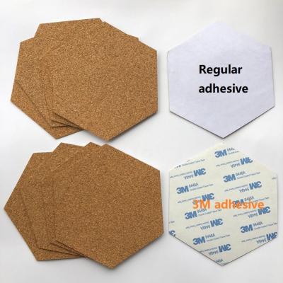 China Natural Color 4 Inch Adhesive Hexagon Cork Pad for Ceramic Coaster Wholesale for sale