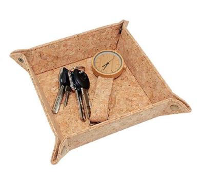 China Natural Cork Tray 8 Inch Jewelry Key Phone Coin Storage Box Eco Friendly for sale