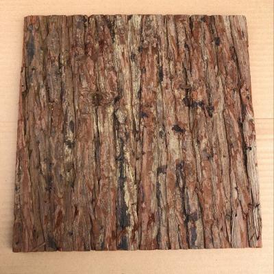 China 300x300mm Fir Bark Wall Tiles with Cork Back Natural Wood Texture Decorative Panel for sale