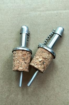 China Stainless Steel Cork Pourer Spout with Metal Cap for 20mm Wine Olive Oil Bottle for sale