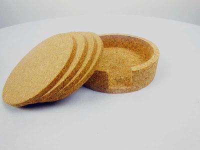 China 4 Inch Round Cork Coaster Set of 4 with Holder Natural Cork Bar Home Decoration for sale