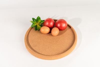 China 11.75 Inch Round Recycled Cork Tray for Fruit Snacks Coffee Serving for sale